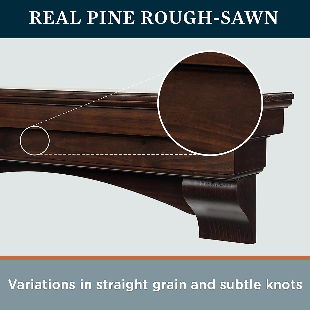 MANTELSDIRECT Mantels Direct Salem Wood Mantel Shelf with Corbels - Aged Cherry 60 Inch | Distressed Wooden Rustic Wall Mounted Shelf Perfect for Electric Fireplaces and More!