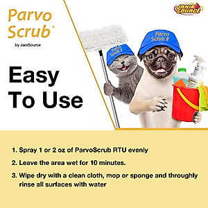 Jani-Source ParvoScrub RTU: Veterinary Disinfectant & Kennel Cleaner, 1 Quart (3-Pack)
