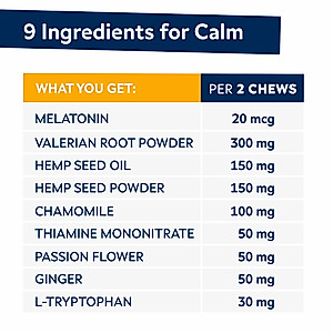Hemp Calming Chews for Dogs - Dog Calming Treats - Anxiety Relief Treats - Dog Calming Chews - Stress - Sleep Calming Aid - Health & Wellness Supplements for Dog Separation Barking - 180 Treats