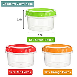Elsjoy 36 Pack 8 oz Freezer Food Storage Container with Lid, Reusable Small Food Container Twist Top Plastic Condiment Cup, Leak Proof Deli Storage Containers, Freezer & Dishwasher Safe