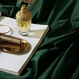 Embossed Velvet Curtain Panels Textured Room Darkning Window Treatments for Sliding Glass Door Extra Wide Custom Length Drapes, Custom Size, Dark Green