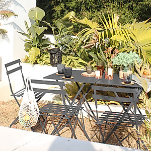 SUMETURE Patio Bistro Set (3Pcs, Grey) - Folding Outdoor Furniture, Modern Furniture with Anti-Skid Pads, Space-Saver for Patio, Yard, Garden, Indoor Use