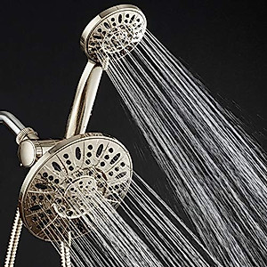 AquaDance 7" Premium High Pressure 3-Way Rainfall Combo with Stainless Steel Hose – Enjoy Luxurious 6-setting Rain Shower Head and Hand Held Shower Separately or Together – Brushed Nickel Finish