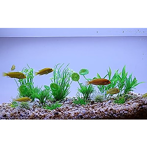 Fishdance Aquarium Plants, Artificial Fish Tank Decorations Decor Plastic Plants Set 12 Pcs