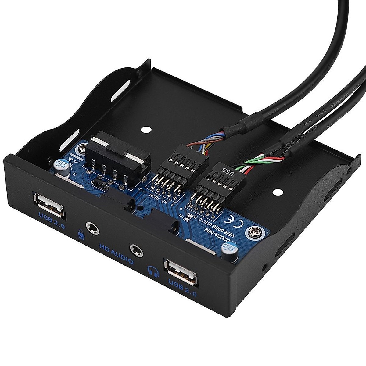 Richer-R Floppy Front Panel,USB2.0 HD-Audio Floppy Front Panel 3.5'' 9Pin to 2 USB2.0 Interface with Mic Audio