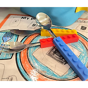 Toddler Utensils: Stackable Spoon, Fork & Knife. Fun Silverware for Kids. Stainless Steel Tableware for Children - Birthdays, Christmas, Building Blocks Party Sets.