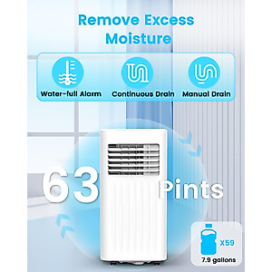 Joy Pebble 10000 BTU Portable Air Conditioners, 4 Modes portable AC with Cooling, Fan, Dehumidifier & Sleep Mode, Cooling up to 450 Sq.Ft. with 24H Timer/Digital Display/RC & Window Kit, White