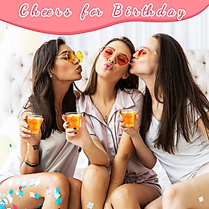 Lallisa 100 Pcs Happy Birthday Plastic Disposable Shot Cups 2 oz Birthday Shot Glass Drinking Tasting Serving Snacks Samples Cups forParty Favors Happy Wedding Supplies(Pink)