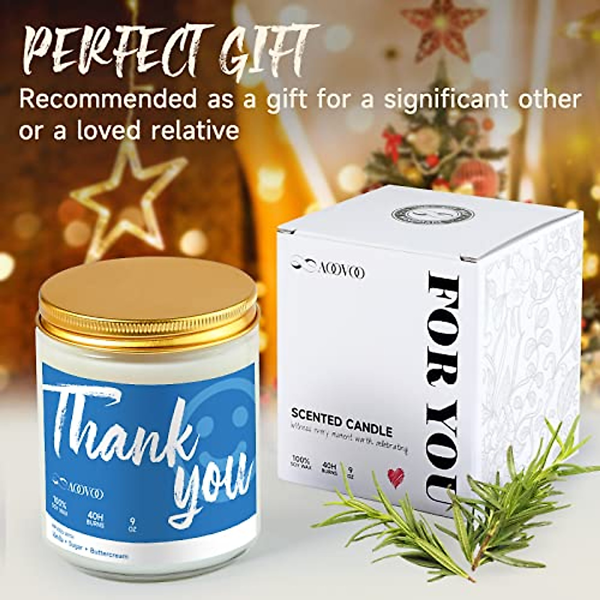 Thank You Candle - Scented Candle with Natural Soy Wax for Women, Friends, Coworkers, and Family - Perfect Thank You Gifts for Mother's Day, Birthdays, Christmas - Vanilla, Sugar, and Buttercream