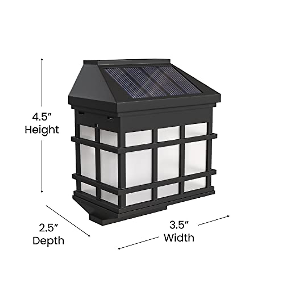 Flash Furniture DN-SL108-6-BK-GG 6 Pack Wall Mount LED Weather Resistant Decorative Powered Deck and Fencing Solar Lights, Black