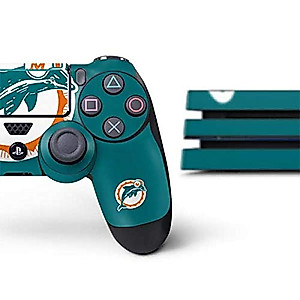 Skinit Decal Gaming Skin Compatible with PS4 Pro Console and Controller Bundle - Officially Licensed NFL Miami Dolphins Retro Logo Design