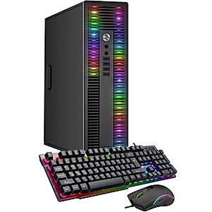 HP Custom Built RGB Lights PC with 24 Inch Monitor ProDesk Desktop Computer Intel Core i5 6500 Quad-Core Processor 16GB RAM 512GB SSD Win 10 Pro Gaming Keyboard & Mouse (Renewed)