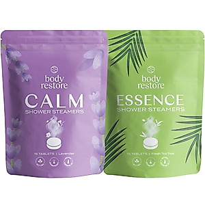 Body Restore Shower Steamers Aromatherapy (15 Pack x 2) - Gifts for Mom, Gifts for Women & Men, Shower Bath Bombs, Lavender, Tea Tree Essential Oils, Stress Relief