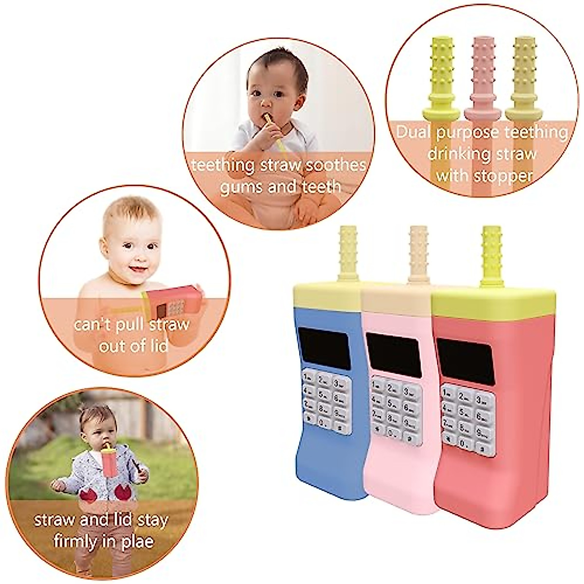 ZFQQ 100% Silicone Baby Training Cup With Teething Straw, Three Optional Colors | Spill Proof Silicone Toddler Cups | Baby Drinking Cup With Straws And Lid 6.8 Oz, For 6+ Months, Bpa-Free (Pink)