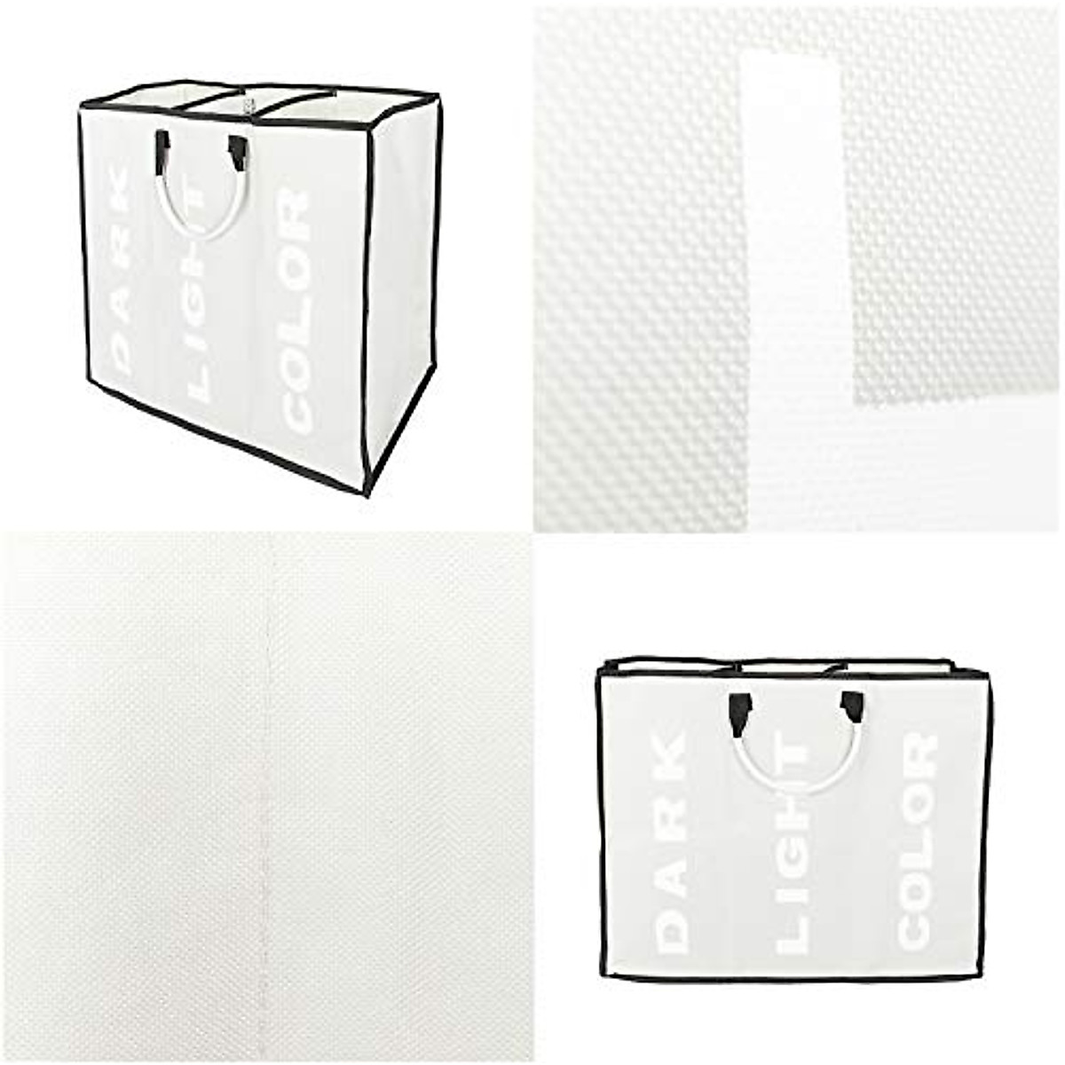 Laundry Hamper 3 Section - Labeled Laundry Sorter 3 Section, Hampers For Laundry 3 Compartment, Portable Three Lattice Large Capacity Laundry Basket Light Gray