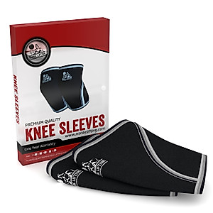 Nordic Lifting Knee Sleeves (1 Pair) 7mm, Black, X-Large and Wrist Wraps + Lifting Straps (2 Pairs) Red