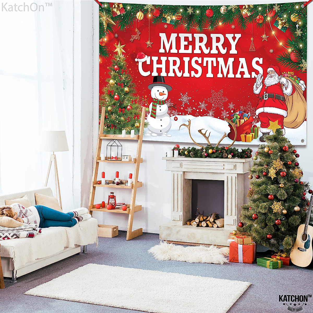 KatchOn, Christmas Banner for Christmas Decorations - XtraLarge, 72x44 Inch | Merry Christmas Backdrop for Christmas Party Decorations | Christmas Party Banner | Christmas Wall Banner for Photography