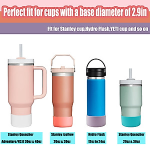 2Pcs Silicone Boot for Stanley 40 oz 30 oz Tumbler with Handle & Stanley IceFlow 20oz 30oz, Reduces Noise Protective Silicone Water Bottle Bottom Sleeve Cover for Stanley Cup Accessories (Pink Dusk)