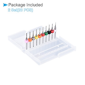 CoCud Micro PCB Drill Bits, 1/8" Shank 0.3mm-1.2mm Cutting Edge, Print Circuit Board Drill Bit - (Applications: for CNC Drilling Engraving Machine), 2-Set (20-Pieces)