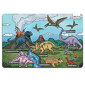 merka Fun and Educational Table Mat, Reusable Silicone Mat for Kids, Explore The World of Dinosaurs with T-Rex, Triceratops & More