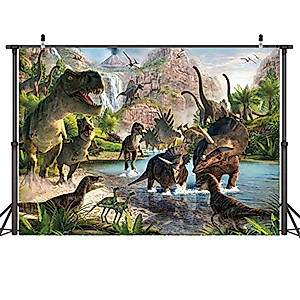 Jurassic Dinosaur Party Decoration Backdrop Photography Dinosaur Kingdom Children Birthday Party Banner Jungle Safari Animals Baby Shower Photo Background 5x3ft Cake Table Photo Booth Vinyl