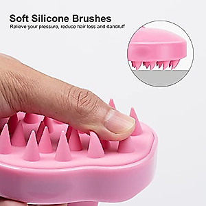 HEETA Hair Scalp Massager Shampoo Brush 2 Pack, Soft Silicone Bristles to Remove Dandruff, Waterproof Hair Scrubber for Both Wet Dry Hair, Suitable for Men & Women (Green & Pink)