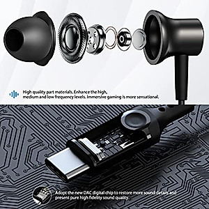 USB C Headphone for Samsung S21 S22 S23 5G,HGCXING Magnetic HiFi Stereo In-Ear Type C Earphone Noise Canceling Earbuds with Microphone Volume Control for iPad Samsung Galaxy Tab S8 S7 Pixel 7 OnePlus