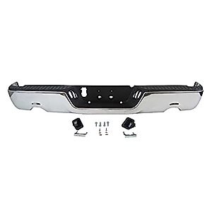 ACANII - For 2009-2018 Dodge Ram 1500 w/ Dual Exhaust w/o Sensor Holes Chrome Steel Rear Step Bumper Complete Assembly