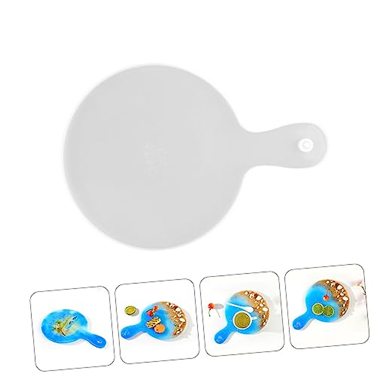 VILLCASE Tray Mold Round Serving Tray Clear Resin Epoxy Resin Coasters Bowl Mats Making Dinner Plate Resin Coaster Molds Coasters Mould Creative Coaster Mold Handle Tray Mould Cutting Board
