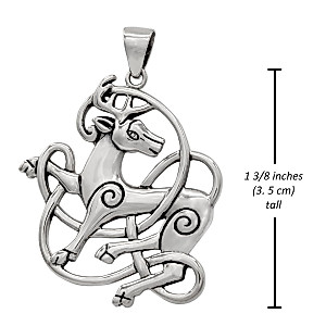 Dryad Design Sterling Silver Stag Pendant - Celtic Deer Jewelry for Men or Women