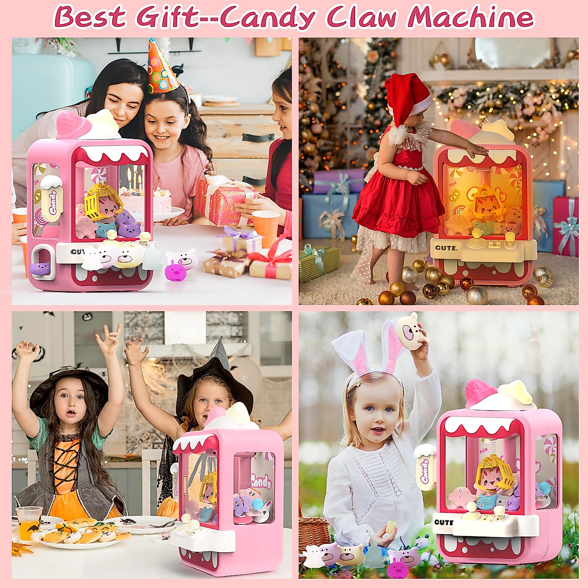 Skirfy Mini Claw Machines for Kids, Candy Dispenser Vending Machine Toys for Girls, Christmas Games Trendy Cool Stuff with Unicorns Toy, Arcade Games Machines Family Day Birthday Gifts for Kids