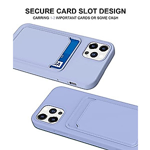 Homstect Silicone Card Case Compatible with iPhone 12/iPhone 12 Pro 6.1inch, Shock-Absorbing Protective Case with Card Holder, Slim Wallet Case Compatible with iPhone 12/12 Pro (2020 Release)-Pureple
