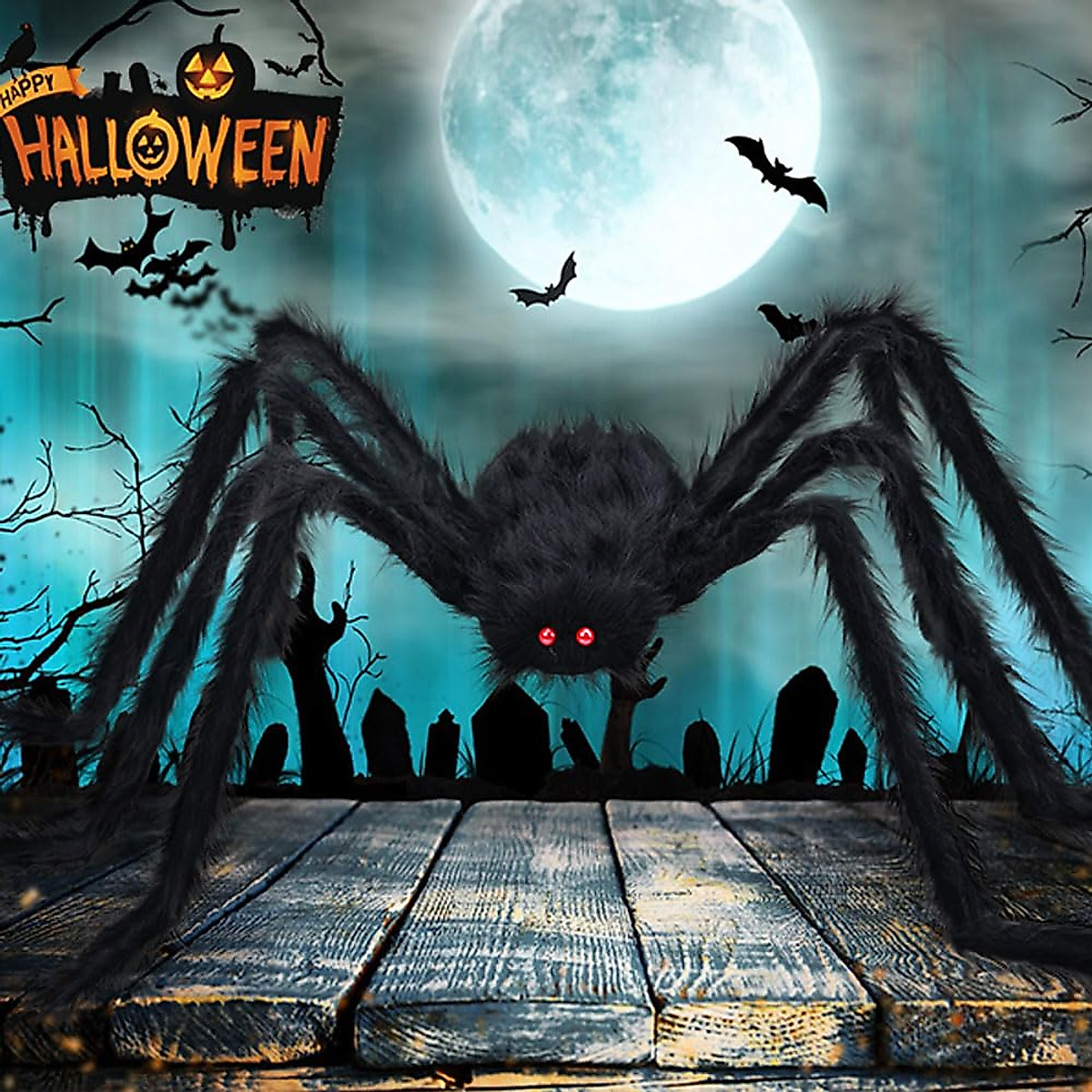 Halloween Spider Webs 16.5ft x15.8ft with 250 LED Purple Lights && 59" Giant Spider,Scary Halloween Outdoor Decors for Party Garden Home Costumes Yard Haunted House