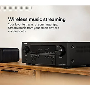 Denon AVR-S570BT 5.2 Channel AV Receiver - 8K Ultra HD Audio & Video, Enhanced Gaming Experience, Wireless Streaming via Built-in Bluetooth, (4) 8K HDMI Inputs, Supports eARC, HD Setup Assistant