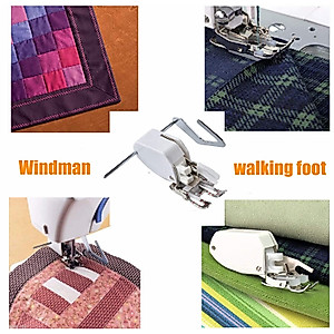 Windman Open Toe Walking Foot W/Guide for Quilting and Sewing Stitch Through Multiple Layers for Brother Singer Janome Sewing Machines