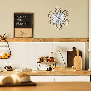 YEAHOME Metal Flower Wall Decor - 11 inch Wall Art Decorations Spring Yard Garden Rustic Farmhouse Home Decor Aesthetic for Bathroom, Bedroom, Kitchen, Outdoor Patio Garden Decor(Galvanized 1)