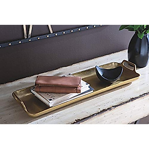 Signature Design by Ashley Posy Decorative Metal Serving Tray, Gold Finish