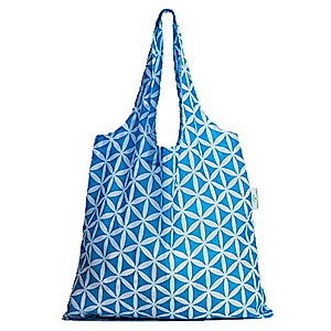HOLYLUCK set of 3 Reusable Grocery Bags,Heavy Duty Foldable Shopping Bag-sky blue