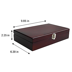 Lutong Wooden Storage Box with Hinged Lid and Front Clasp for Craft Gifts storage box - 9.85" x 6.30" x 2.25"