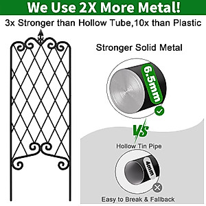 Amagabeli 2 Pack Garden Trellis for Climbing Plants 60" x 18" Rustproof Iron Potted Vines Vegetables Vining Flowers Patio Metal Wire Lattices Grid Panels for Ivy Roses Cucumbers Clematis White