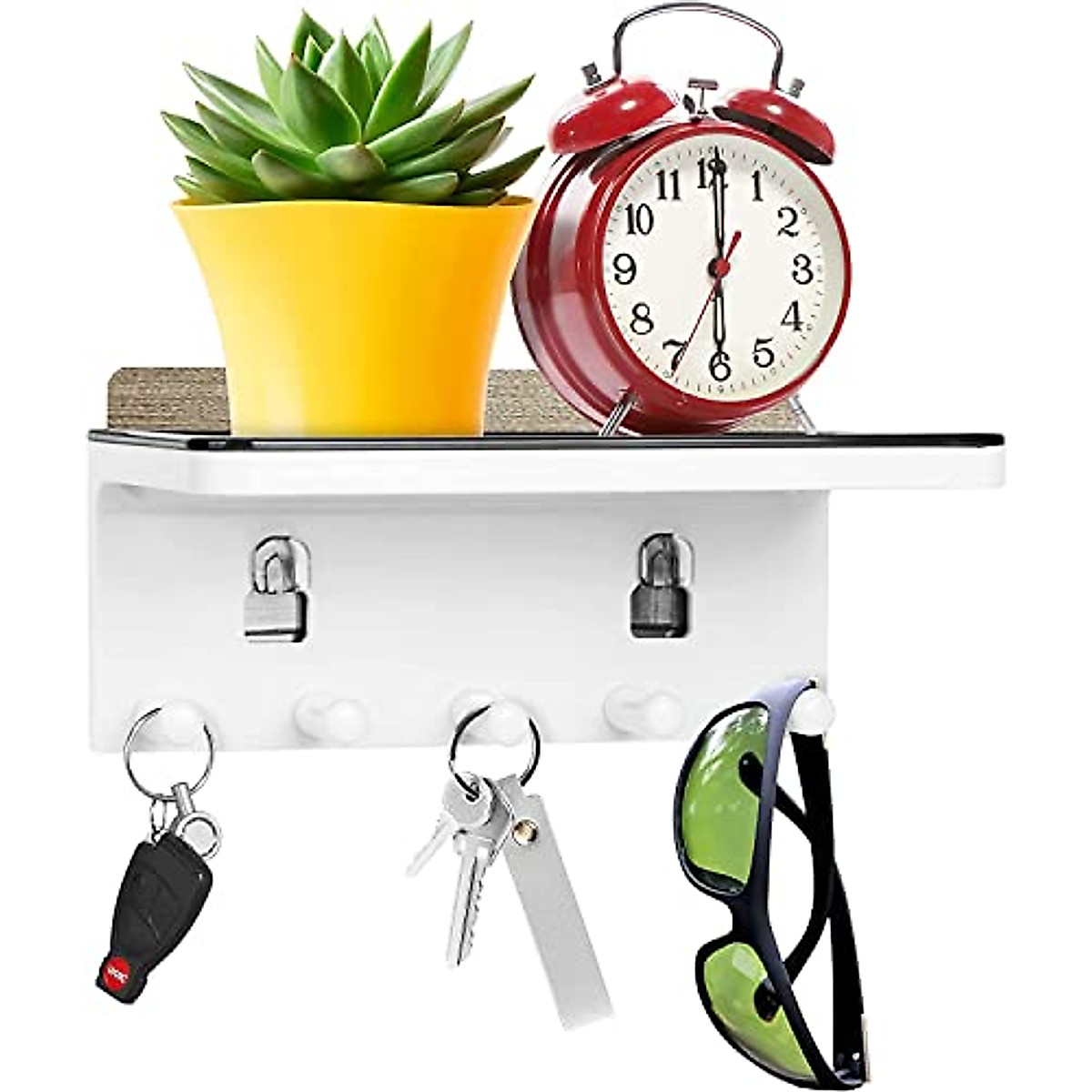 Arrozon Key Holder for Wall Decorative Modern Small Key Hooks with Shelf Farmhouse Key Rack Organizer Wall Decor for Home Entryway Hallway Office