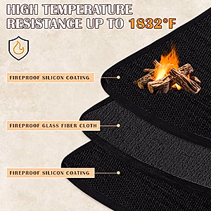 Fireproof Fireplace Mat Half Round Hearth Area Rug Fire Retardant Fiberglass Mat Fireproof Rugs for Fireplaces Fire Resistant Mat Wood Stove Fireplace Protect Floors from Sparks Embers (30 x 48 Inch)