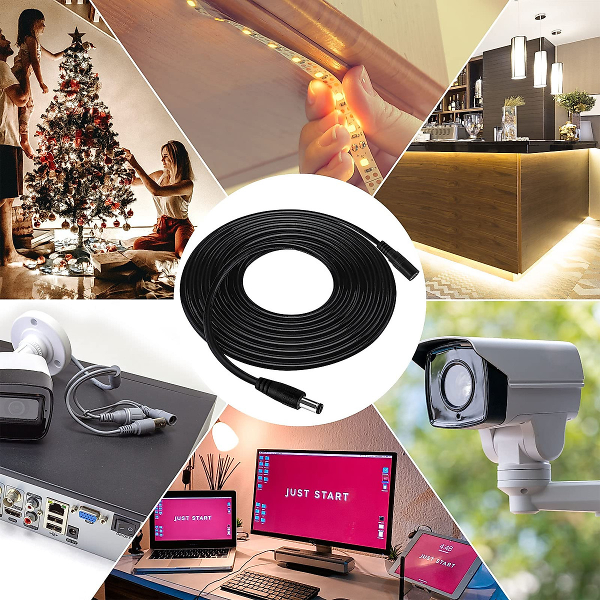 SIM&NAT 20AWG 6.5 Feet 2.1mm x 5.5mm Male to Female DC Extension Wire Power Jack Adapter Barrel Plug Cable,Extension Wire for CCTV Security Camera, DVR, HDVD, LED Strip Light, Low Voltage Application