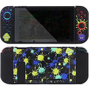 TIKOdirect Protective Case for Switch, Soft Full Skin Protective Cover with Pretty Cute Pattern, Silicone Slim Shockproof Back and Grip Case for Switch, Black