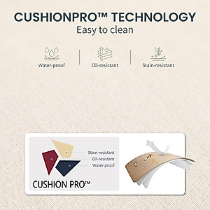 PHI VILLA Metal Patio Outdoor Furniture Sets,Large Heavy Duty Patio Conversation Sets for Backyard, Porch and Garden（Beige, 6 pcs w/Table）