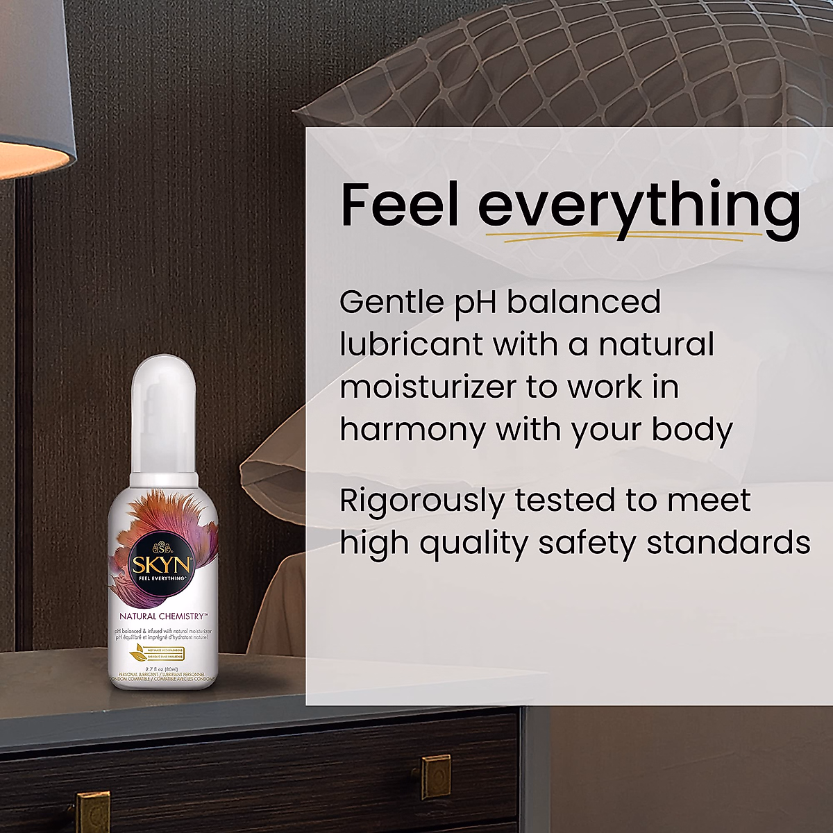 SKYN Natural Chemistry Lubricant – 2.7 fl. oz – pH-Balanced, Water-Based Lube Infused with Natural Moisturizer​