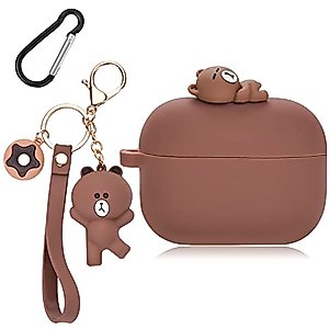 Cute AirPod Pro Case with Bear Keychain Classic Matte Soft Silicone Protective Cover for Women and Girls Compatible with AirPods Pro Case