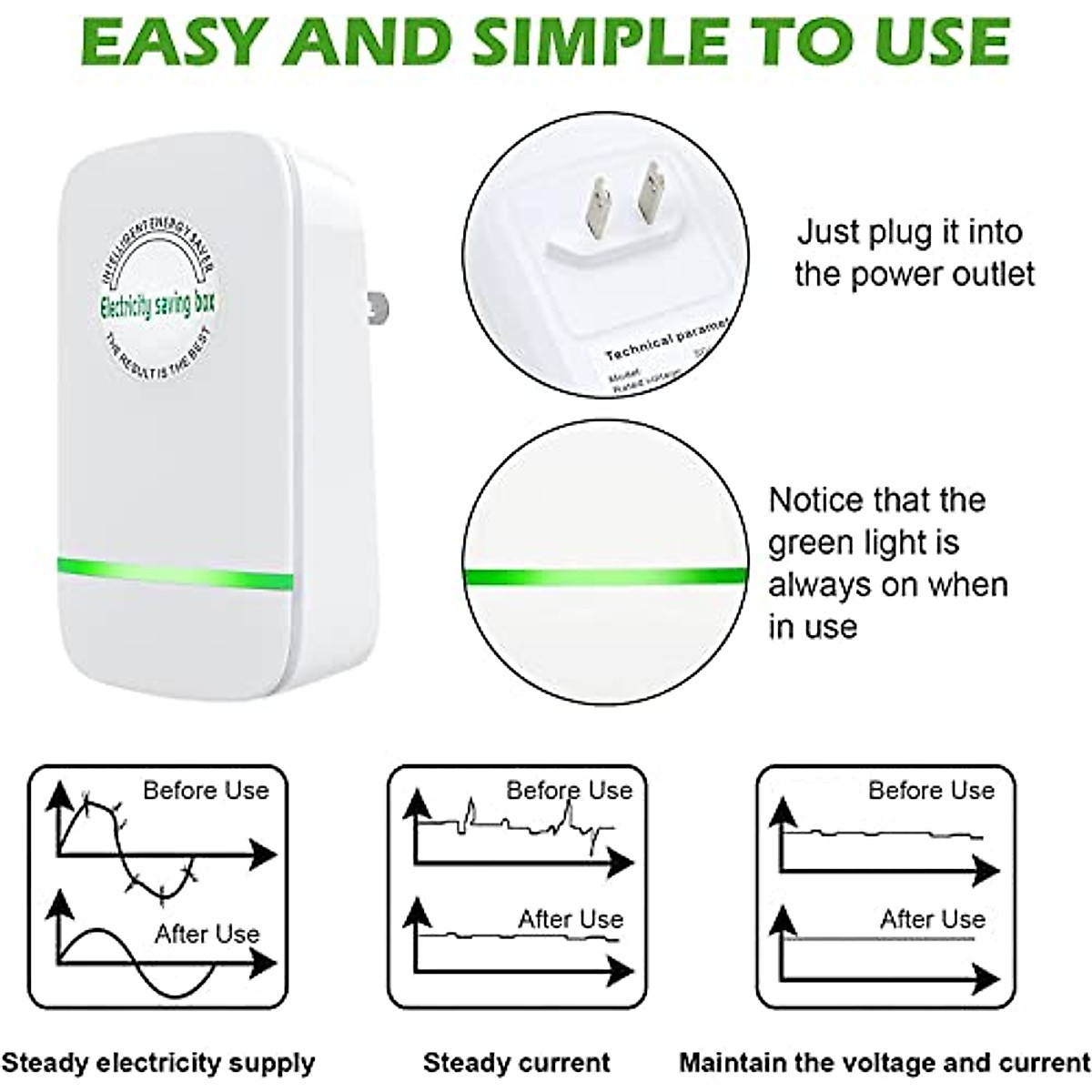 2 pcs Pro Power Saver Energy Saver Household Power Saver pro Electricity Saving Box 90V-250V Household Office Market Device Electric Smart US Plug 30KW (White)