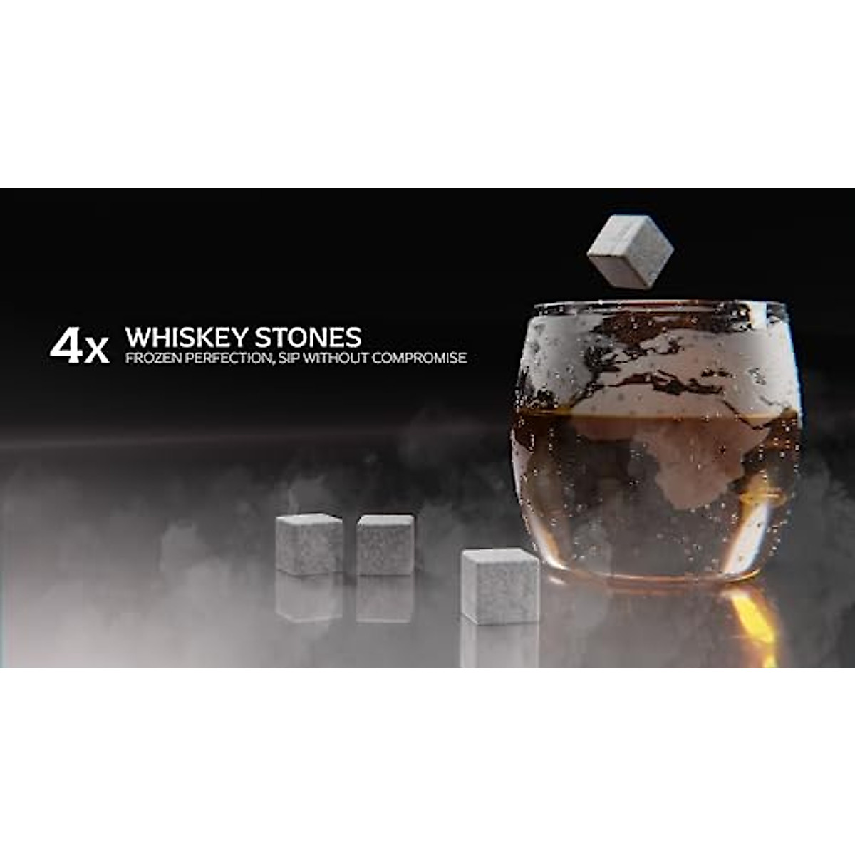 SALE | Whiskey Decanter Globe Set with 2 Etched Globe Whisky Glasses - Included - Whiskey Stones, Ice Tong, Coasters - Gifts For Men Dad - Liquor, Bourbon, Scotch, Vodka with a Wood Stand - 850ml