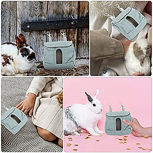 LUOZZY Rabbit Hay Feeder Bag Hanging Guinea Pig Hay Feeder Storage Hanging Hay Feeding Bag for Small Animal Supplies (Blue)
